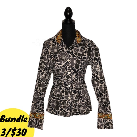 Liz Logie NY | Tops | Liz Logie Ny Long Sleeve Button Down Floral Shirt ...